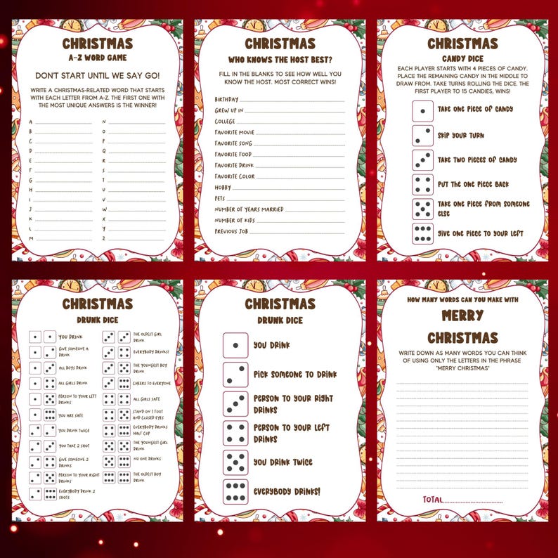 Printable Christmas Game Bundle Christmas Party Games Christmas Games ...