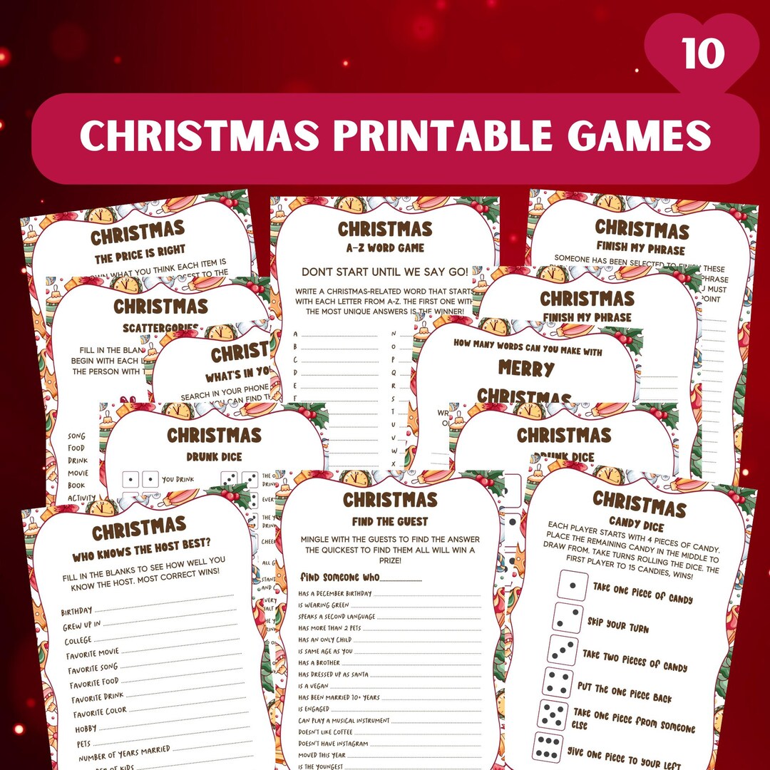 Printable Christmas Game Bundle Christmas Party Games Christmas Games ...