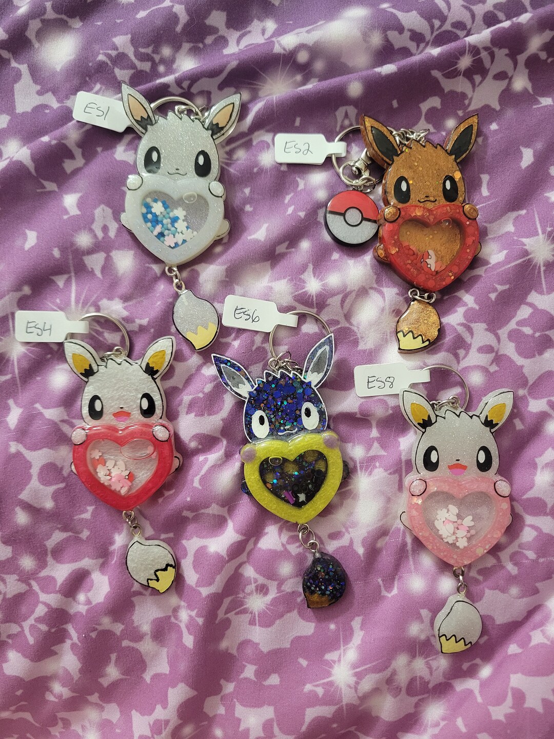 Readymade Resin Pokemon Heart Shakers And/or Keychains Eeveelutions - Etsy