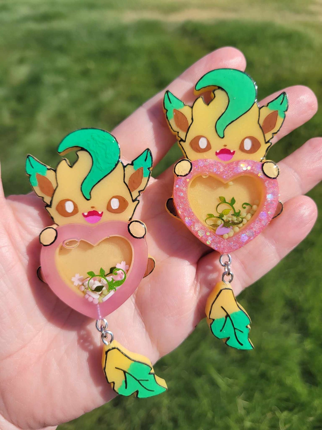 Custom Resin Leafeon Shaker Keychain Magnet Badge Reel - Etsy