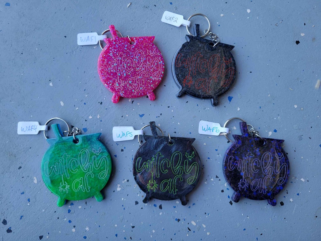 Resin Readymade Witchy AF Cauldron Keychain - Etsy