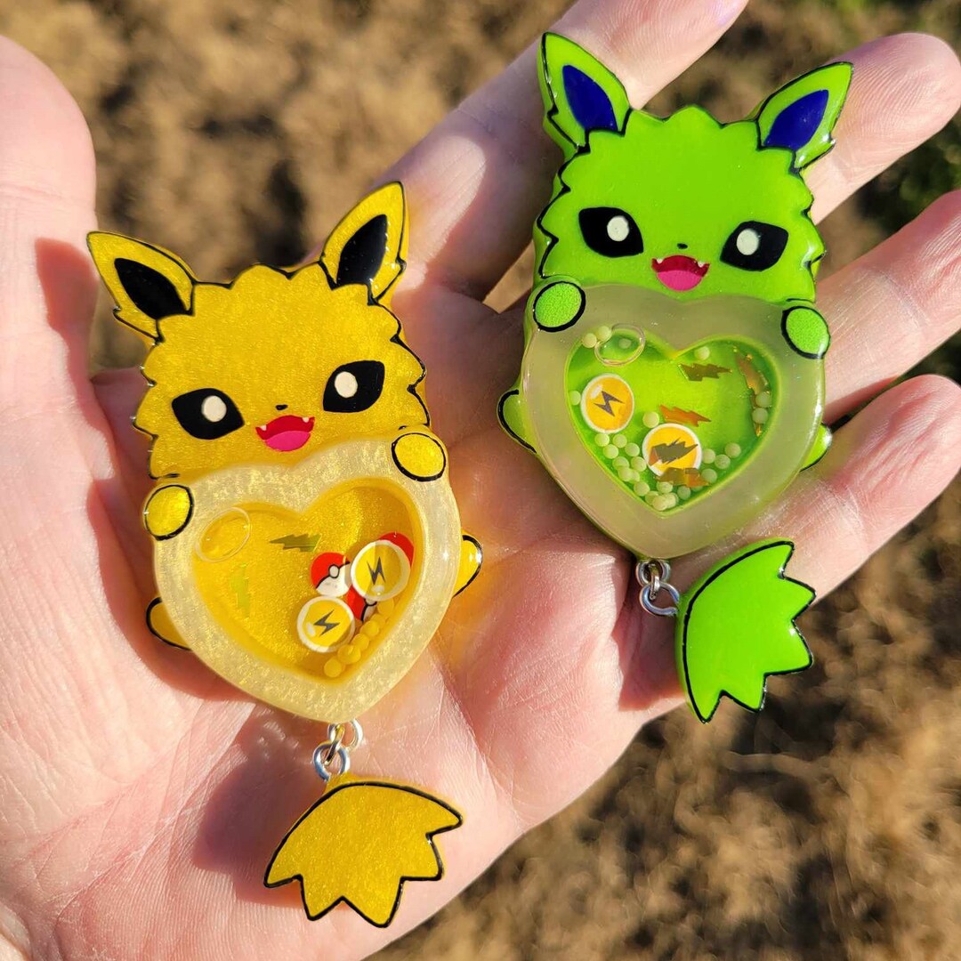 Custom Resin Jolteon Shaker Keychain | Magnet | Badge Reel - Etsy