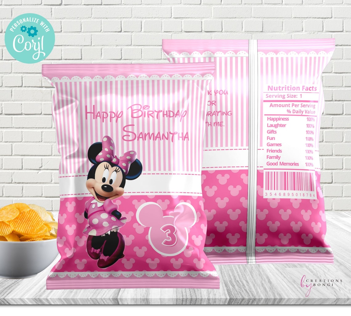 Minnie Mouse Party Bundle/ Minnie Mouse Chip Bag/ Minnie Mouse - Etsy