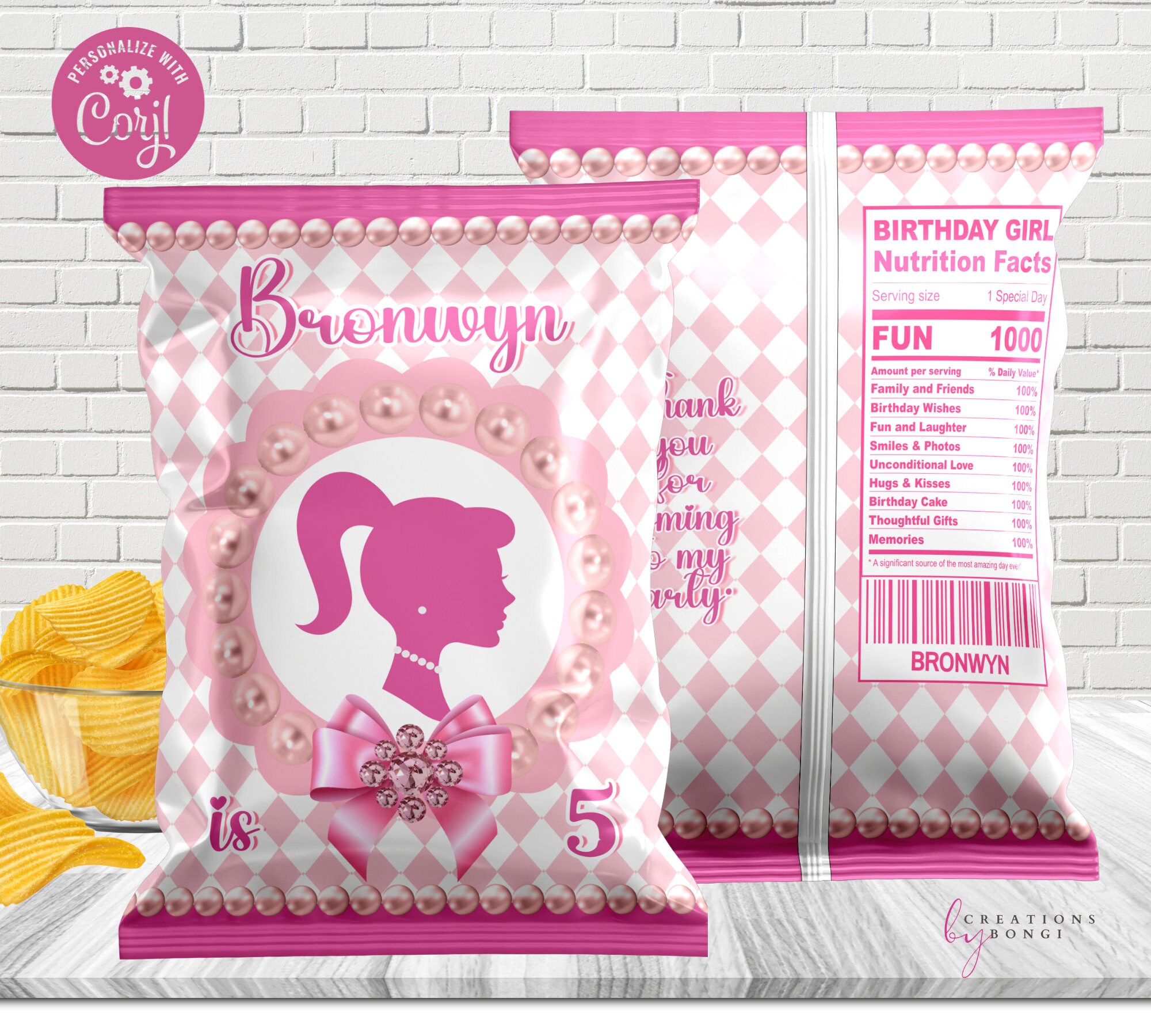 Pink Barbie Chip Bags/ Editable/digital Download - Etsy