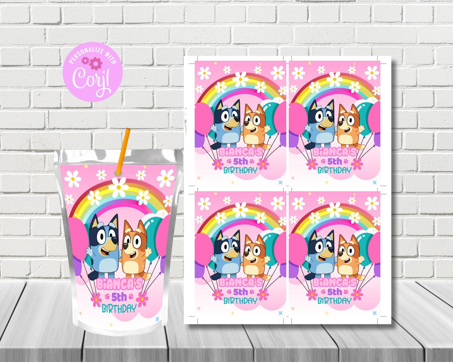 Pink Bluey Caprisun Label/ Bluey Label/ Pink Juice Label - Etsy