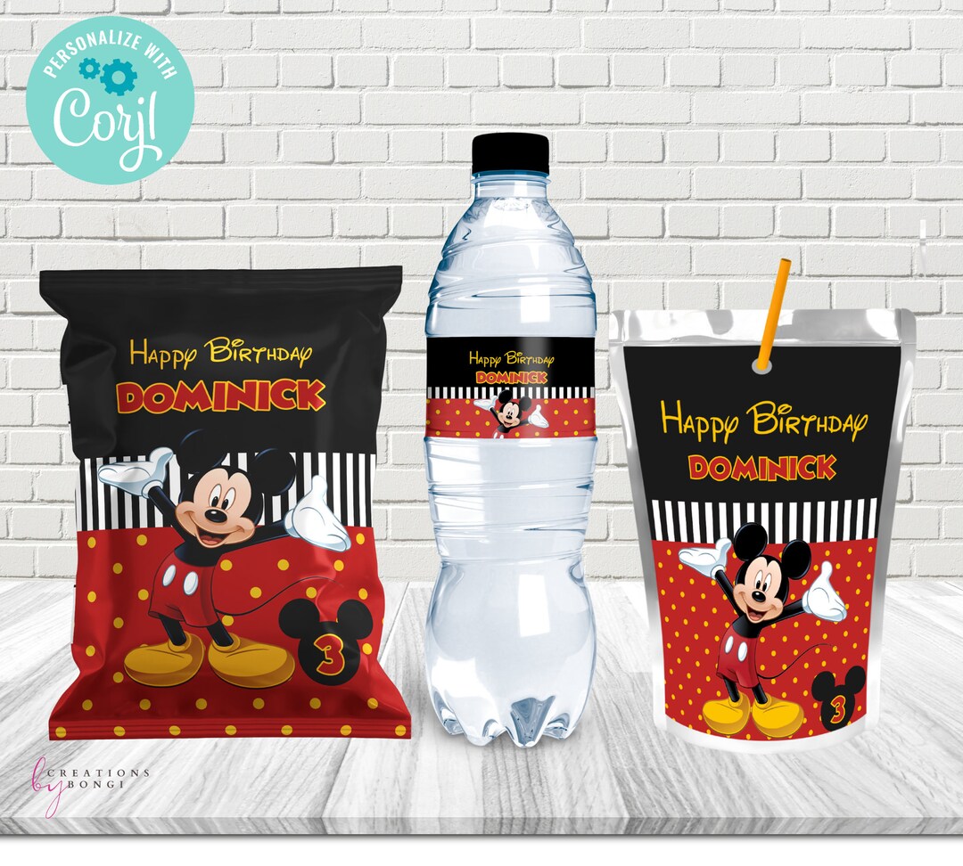 Mickey Mouse Party Bundle/ Mickey Mouse Chip Bag/ Mickey Mouse Caprisun ...