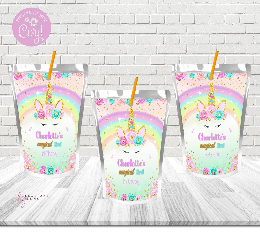 Unicorn Caprisun Label/ Editable Label/ Unicorn Juice Label - Etsy
