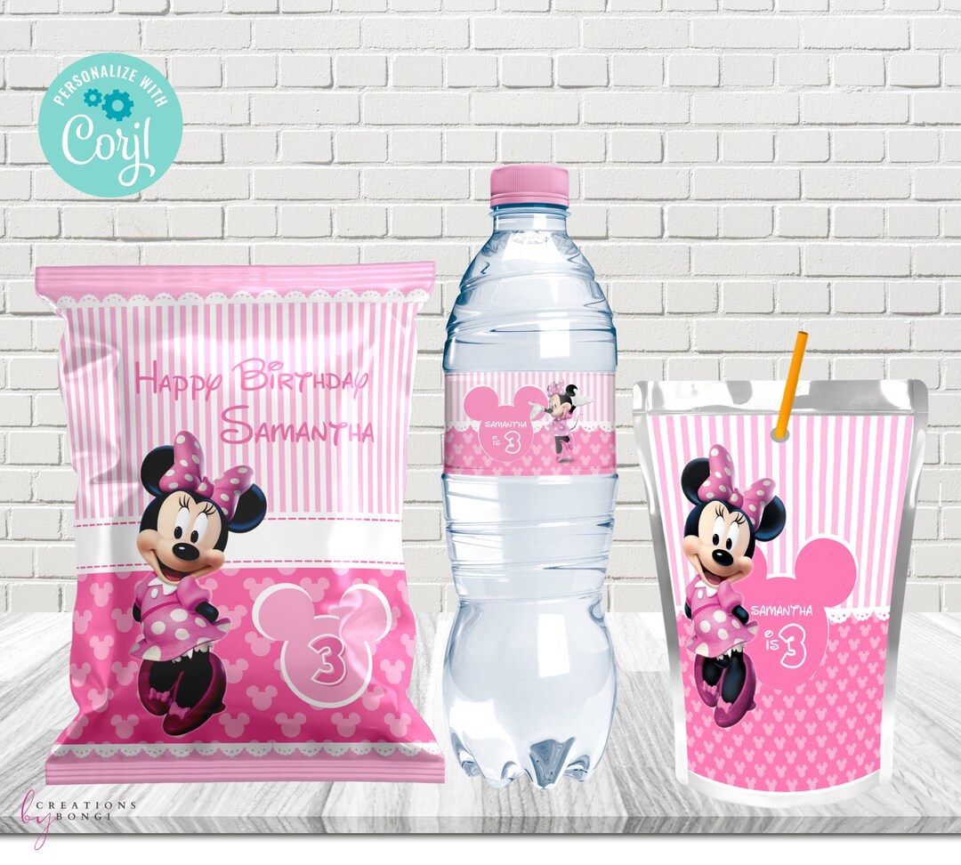 Minnie Mouse Party Bundle/ Minnie Mouse Chip Bag/ Minnie Mouse Caprisun ...