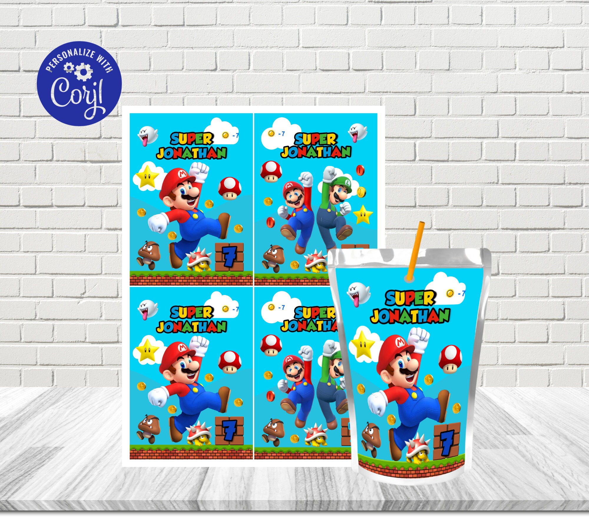 Super Mario Caprisun Label, Super Mario Bros Juice Label/ Editable ...