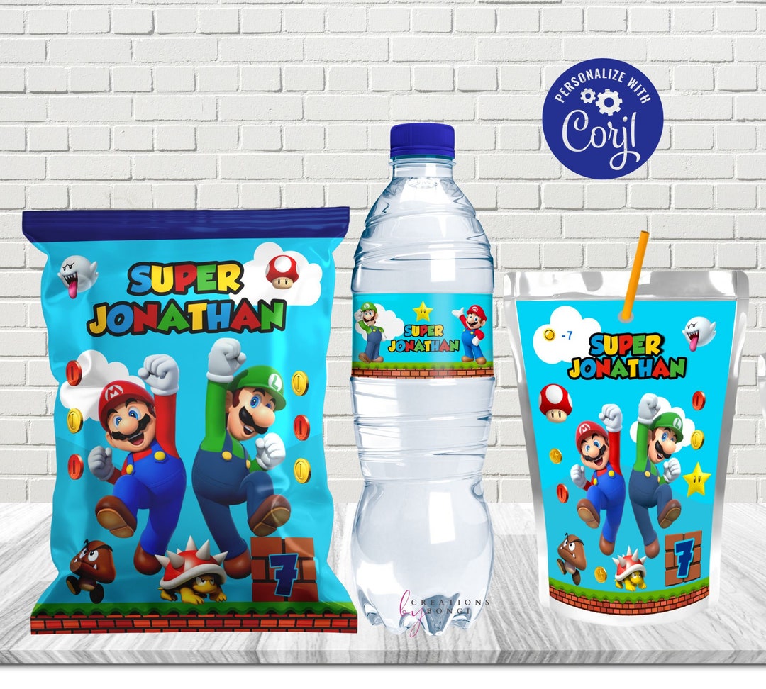 Super Mario Bros Hip Bag/super Mario Water Bottle Label/super Mario ...
