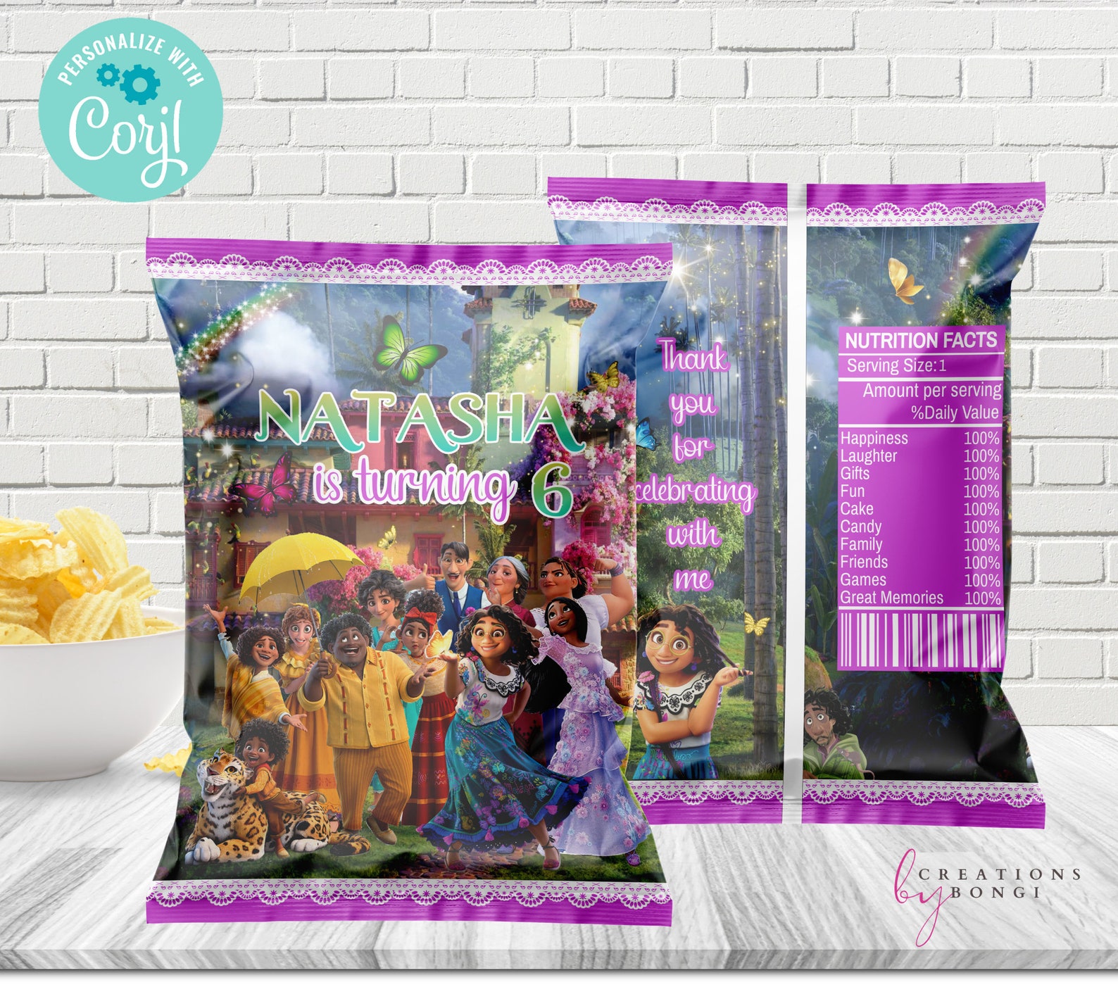 Encanto Chip Bag, Treat Bag, Editable Chip Bag, Encanto Birthday ...
