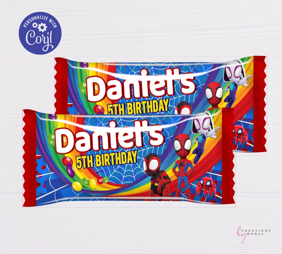 Spidey and His Amazing Friends Skittles Wrapper/ Editable/ Candy ...