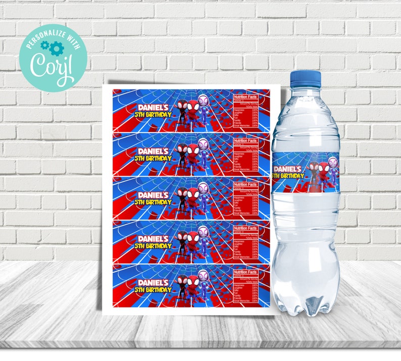 Spidey and His Amazing Friends Water Bottle Label/ Editable File/spidey ...