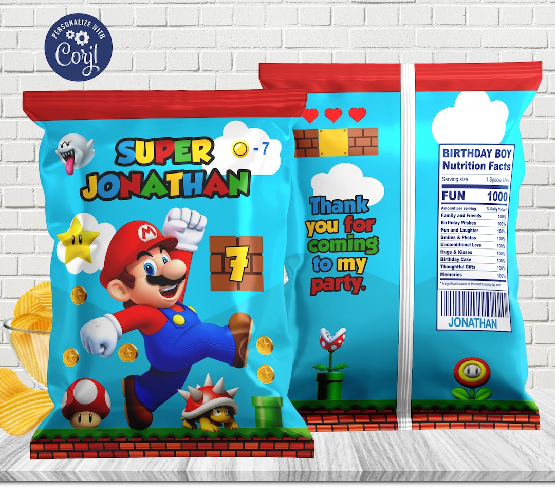 Super Mario Chip Bag, Treat Bag/ Digital File - Etsy
