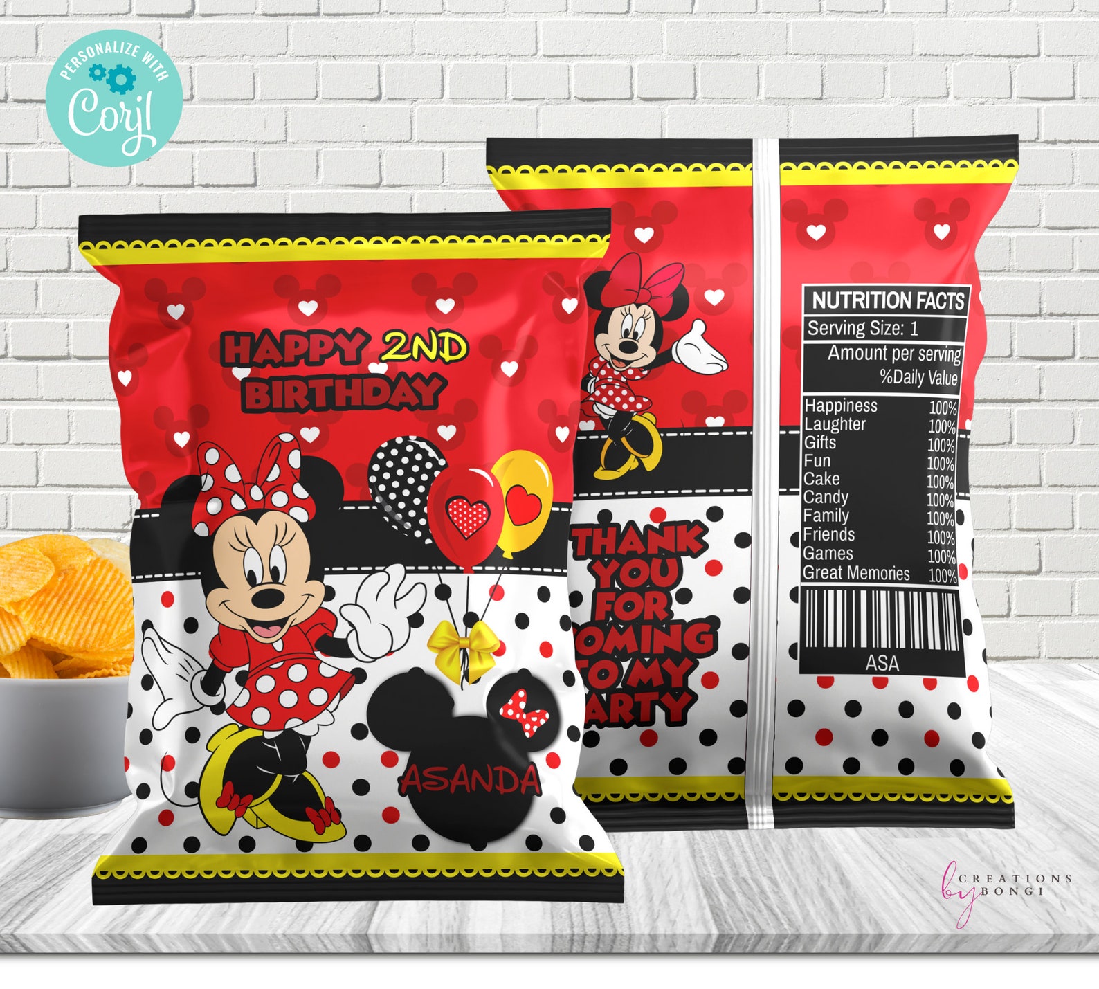 Minnie Mouse Chip Bags/ Editable/digital Download - Etsy
