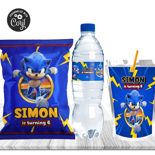 Sonic the Hedgehog Water Bottle Labels Birthday - Etsy