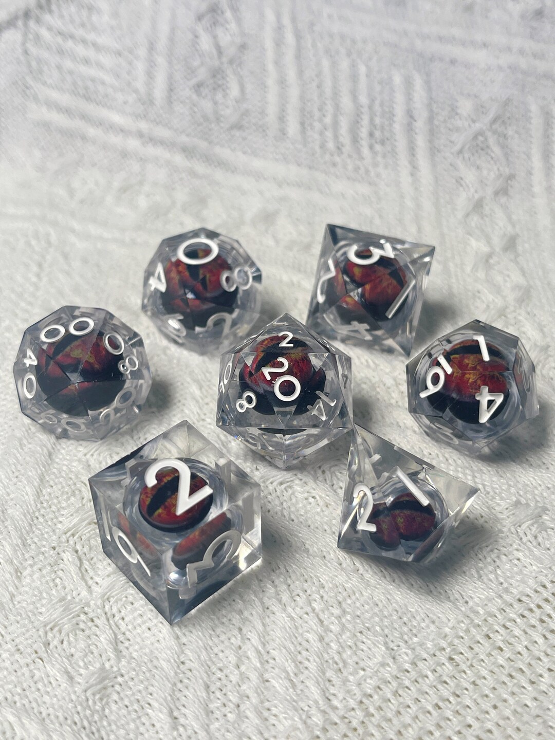Red Beholder's Eye Sharp Edge Resin Dnd Dice Set Dungeons - Etsy
