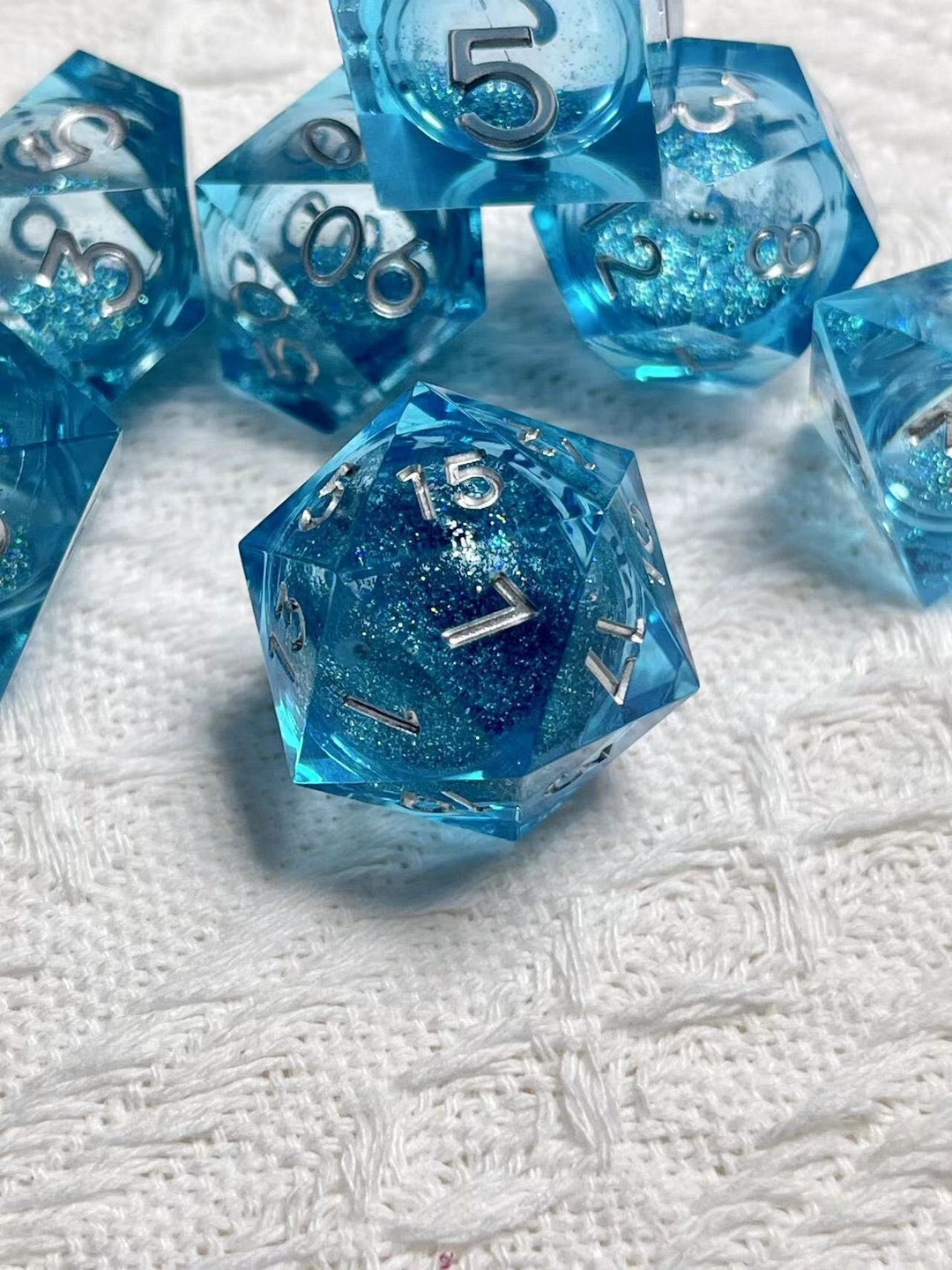 Liquid Core Dnd Dice Set , Blue Liquid Core Dice Set for Dnd Gifts ...