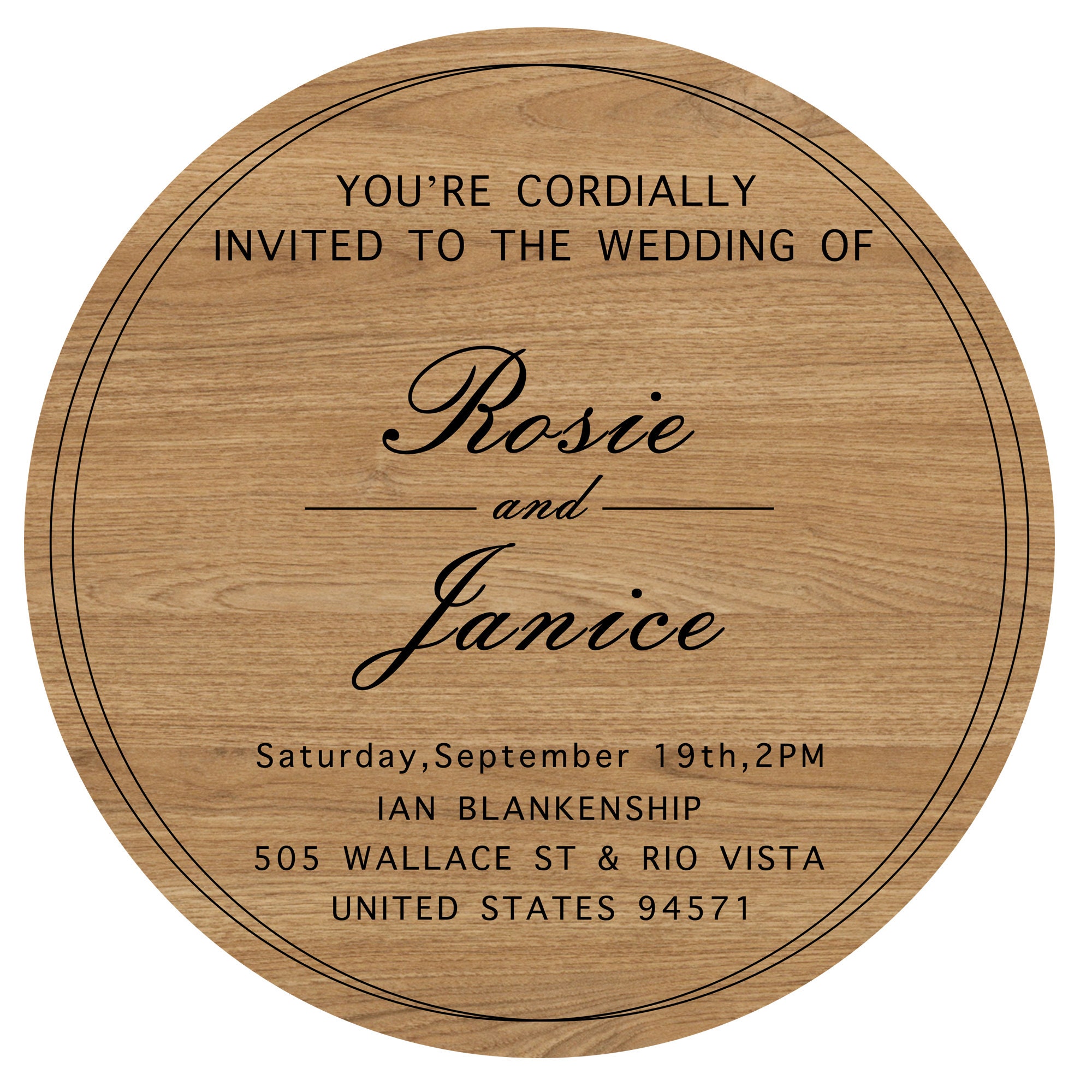 Personalized Round Wedding Invitations Rustic Wedding Birthday ...