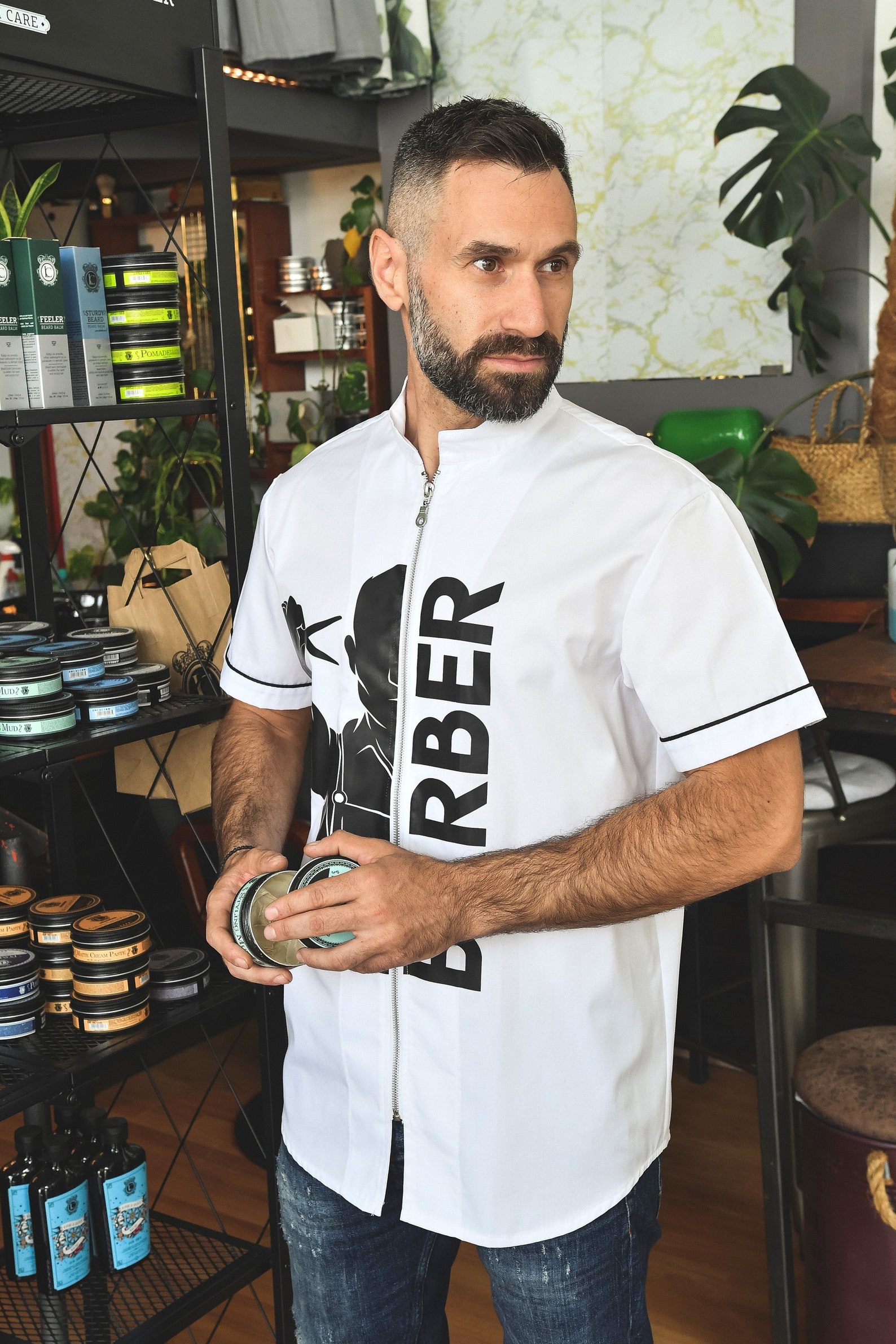 The Barber ,white Barber Smock by ERGOSTYL - Etsy