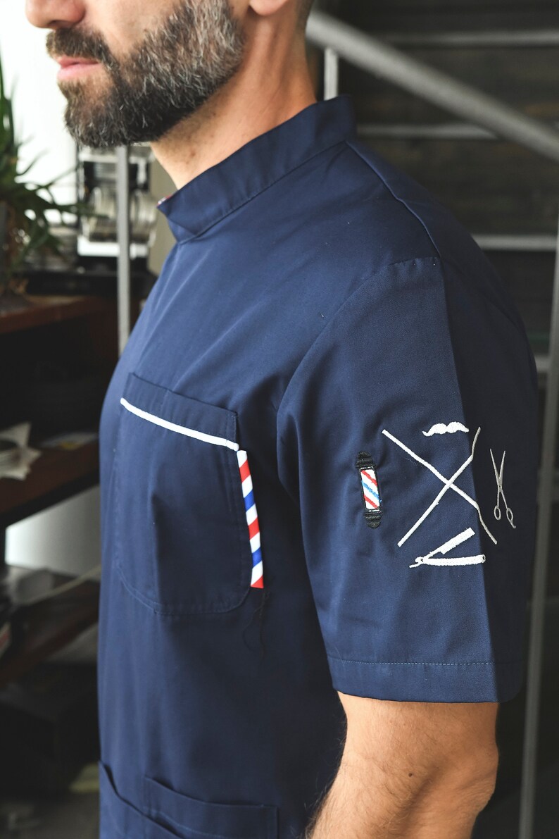 Navy Blue Barber's Smock by Ergostyl - Etsy