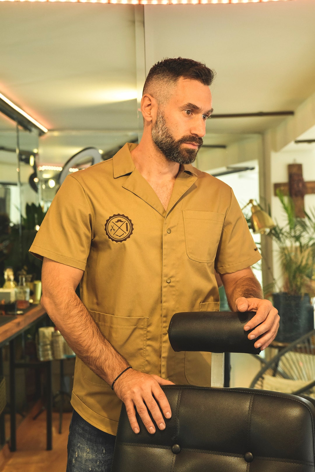 Oldschool Barber Smock Beige by Ergostyl - Etsy