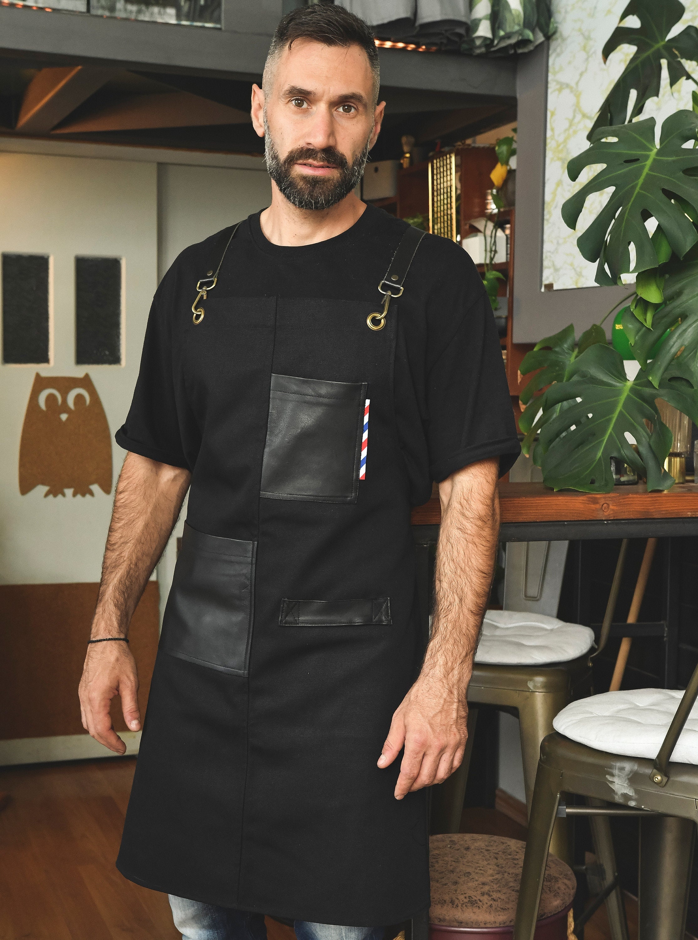Barber Apron Canvas/leather by Ergostyl - Etsy