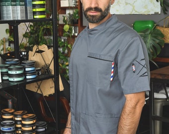 Navy Blue Barber's Smock by Ergostyl - Etsy