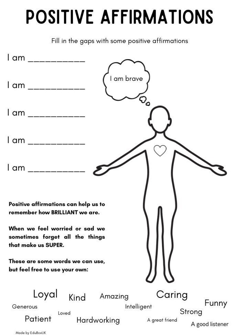 Positive Affirmations Worry Jar Activity Homeschool - Etsy