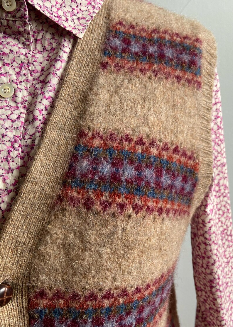 Vintage Shetland Fair Isle Cardigan Vest or Waistcoat - Etsy