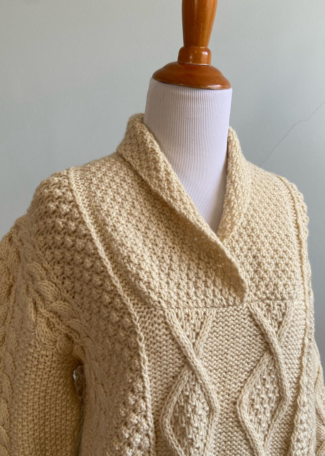 Vintage Irish Handknit Pullover With Shawl Collar for Men or Women - Etsy