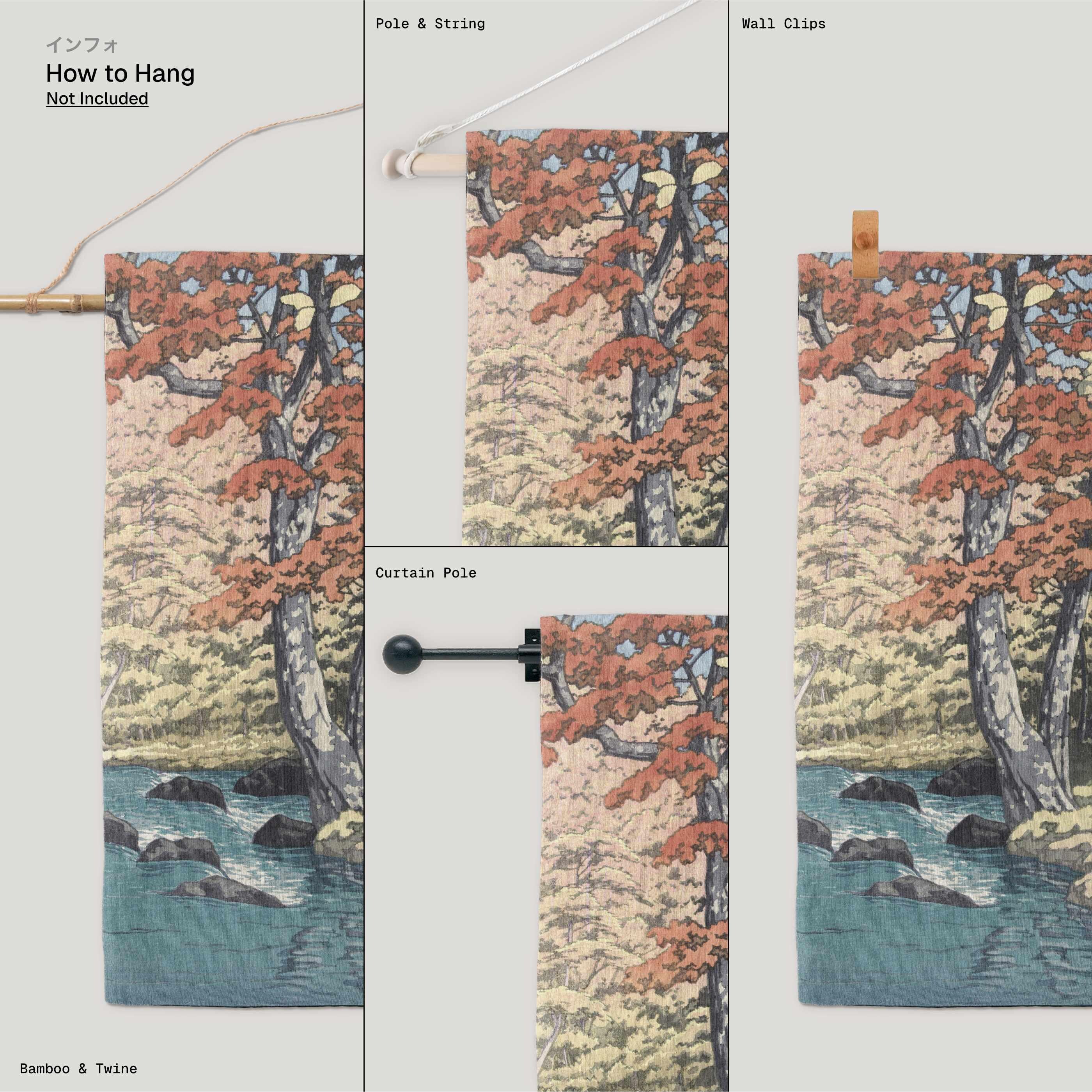 Autumn in Japan Cotton Wall Banner – Japanese Fall Landscape Tapestry ...