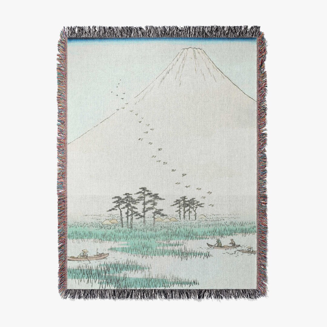 Mount Fuji Woven Blanket or Tapestry With Japanese Ukiyo-e Art Titled ...