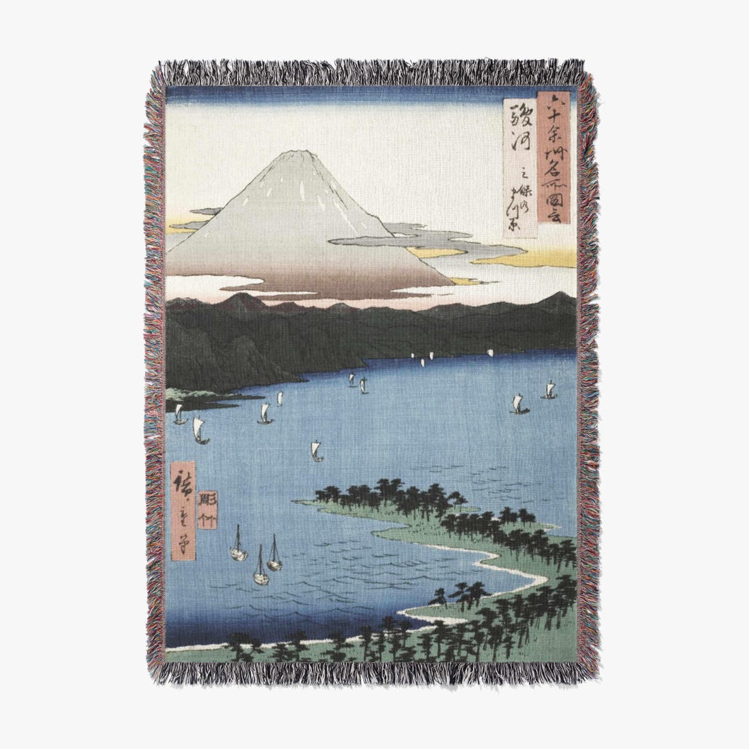 Pine Forest & Mount Fuji Japanese Woven Blanket or Tapestry japan ...
