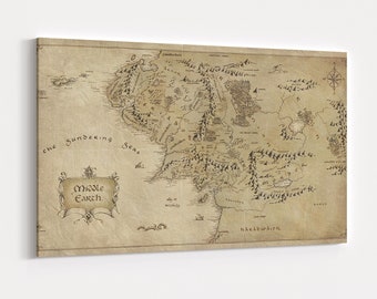 Framed map of middle earth - Etsy Nederland