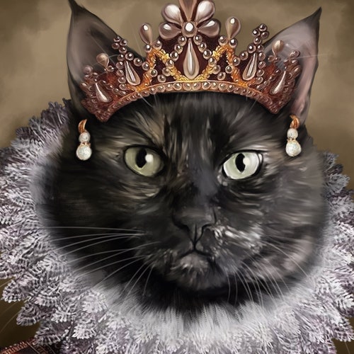 Custom ROYAL CAT PORTRAIT Catlover Gift Funny Pet Owner - Etsy