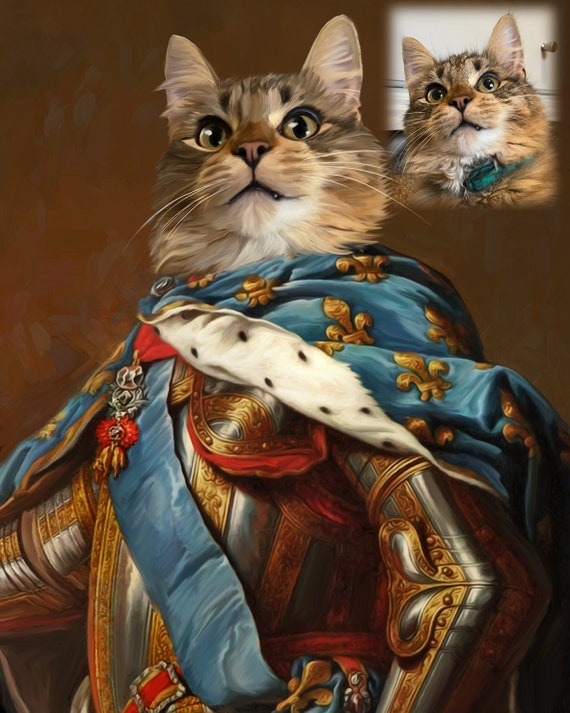Custom ROYAL CAT PORTRAIT Catlover Gift Funny Pet Owner - Etsy
