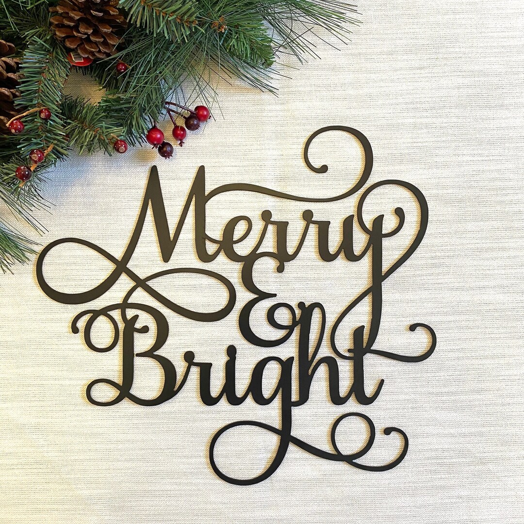 Merry and Bright Metal Christmas Art Wall Decor - Etsy