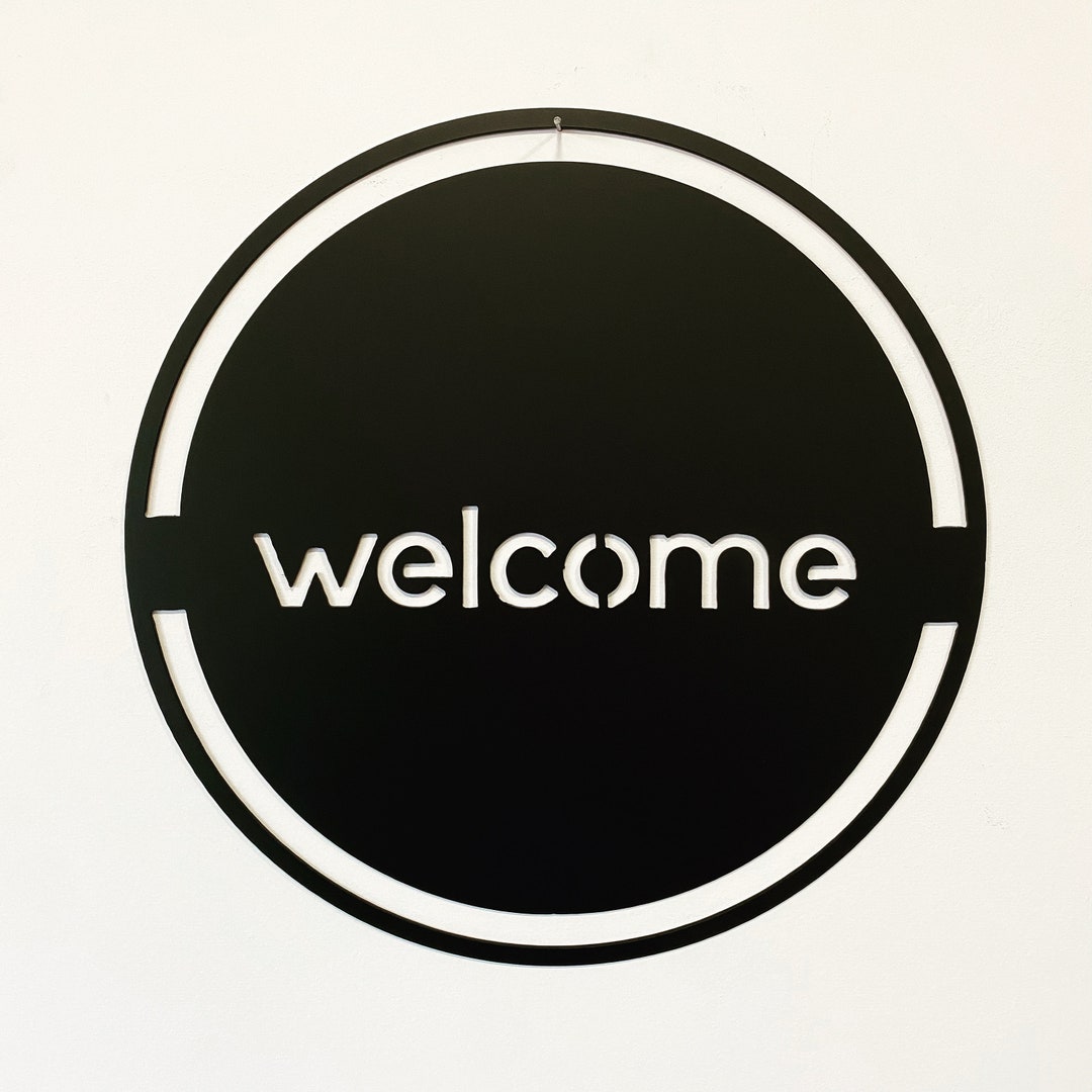 Metal Round Welcome Sign Modern Minimal - Etsy
