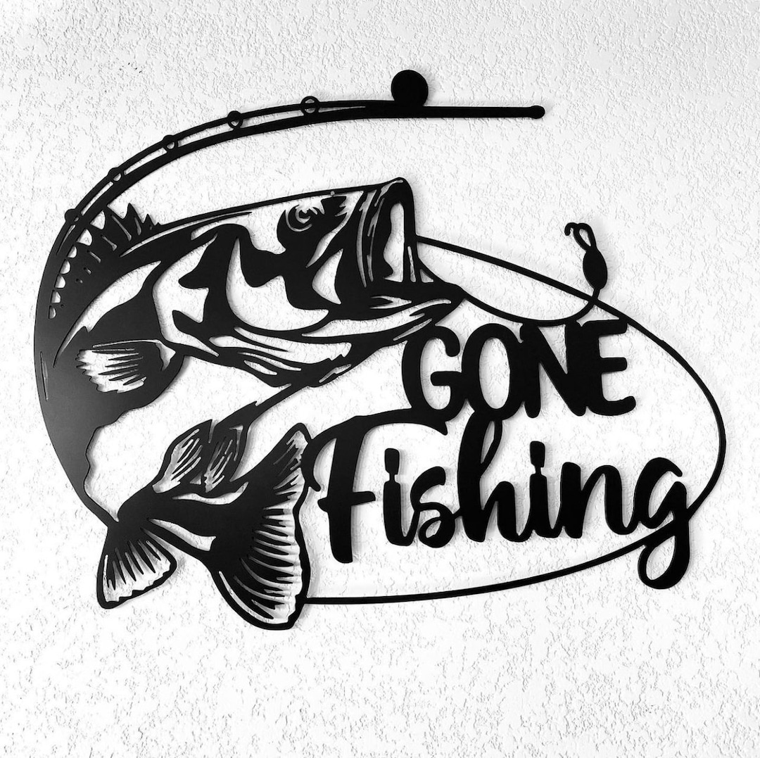 Metal Gone Fishing Cutout Wall Art Home Decor - Etsy