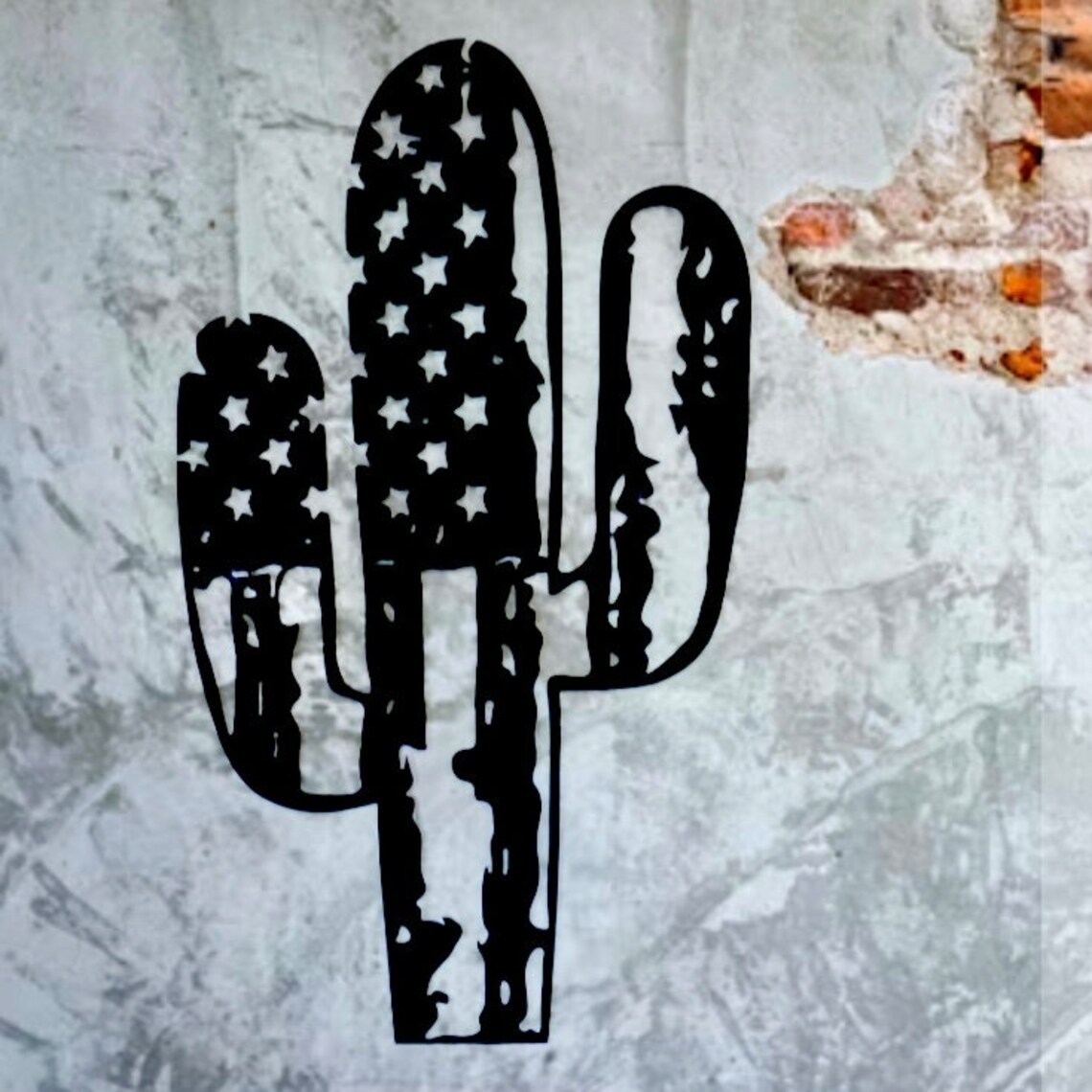Metal Distressed Flag Cactus Wall Decor - Etsy