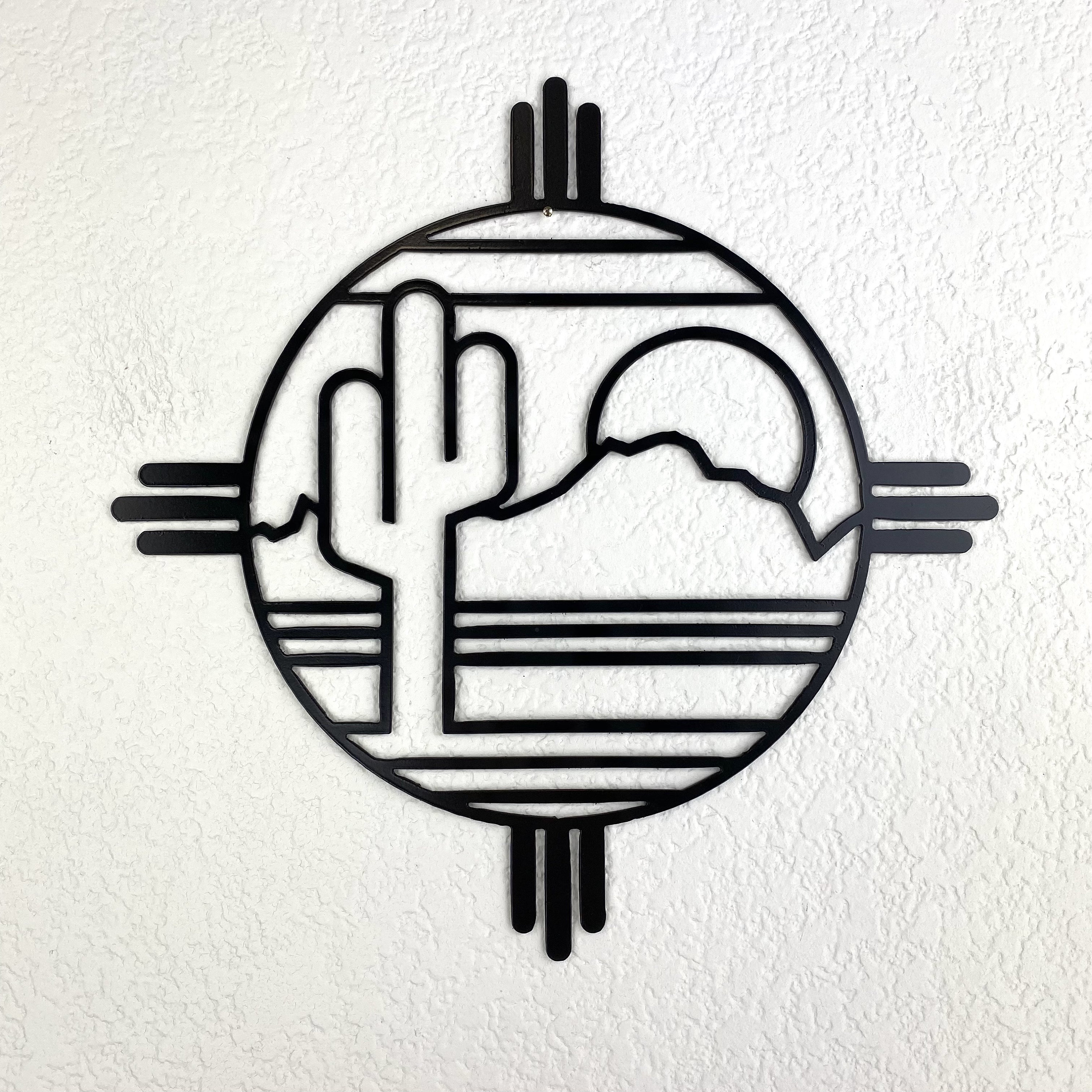 Metal Desert Scene Art With Moon and Cactus Minimal Western Home Decor ...