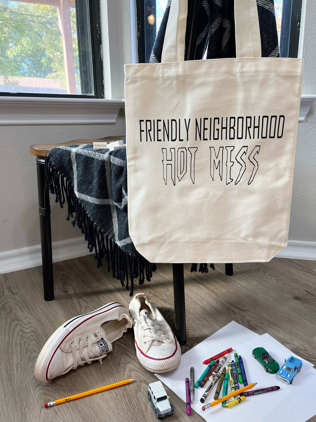 Friendly Neighborhood Hot Mess Canvas Tote Bag - Etsy