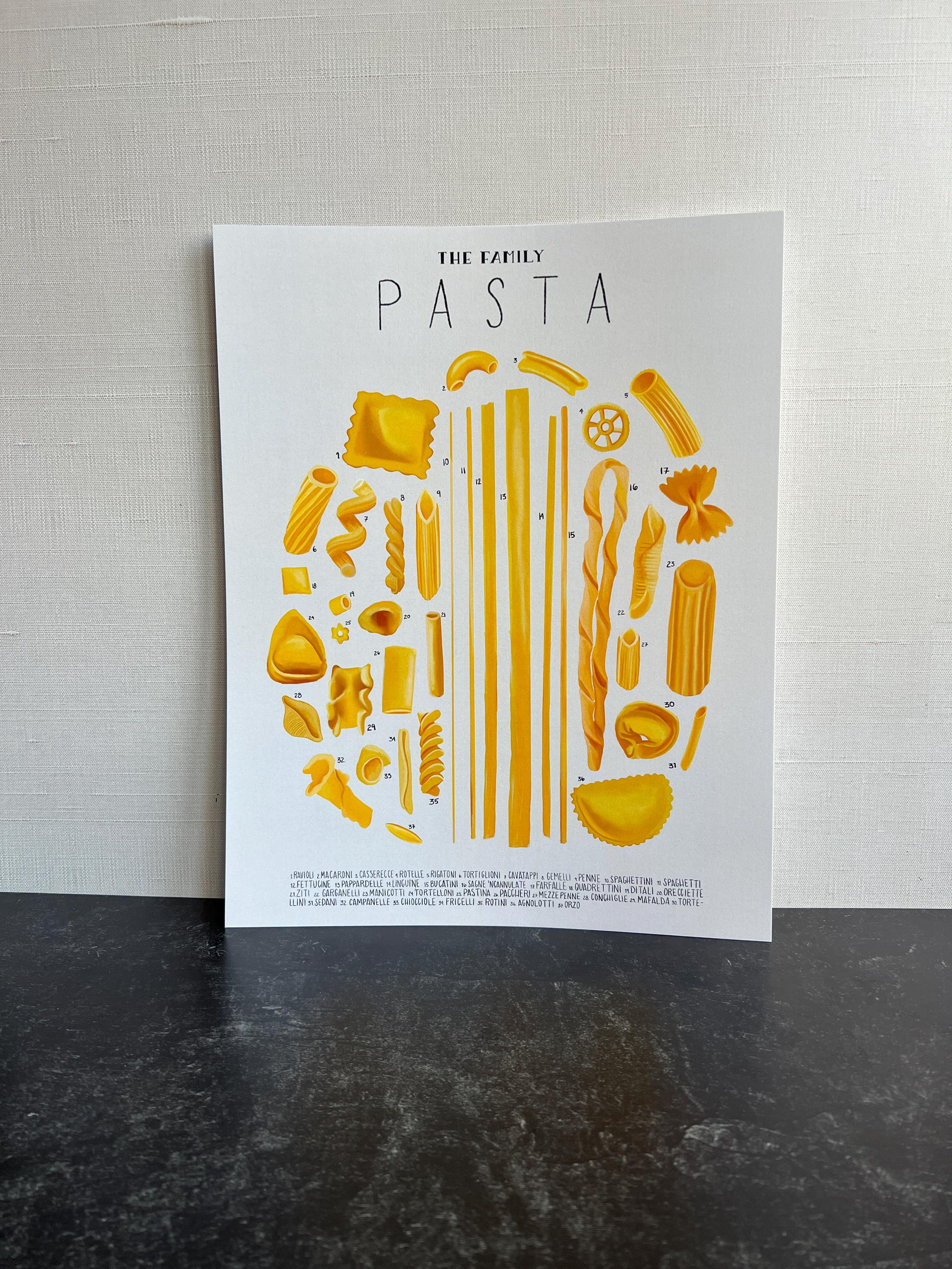Pasta, the Family "pasta", Kitchen Art, Kitchen Print, Kitchen ...