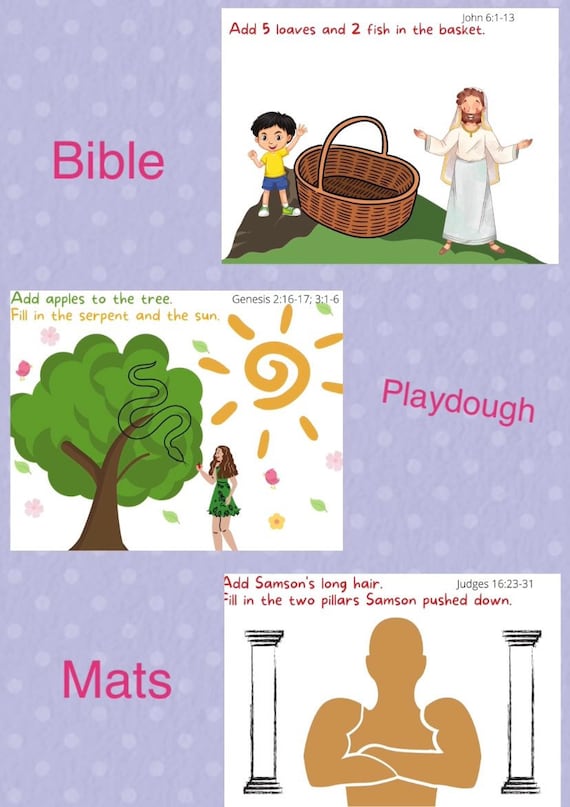 Printable Bible 8 Playdough Mats Christian Kids Sunday School - Etsy