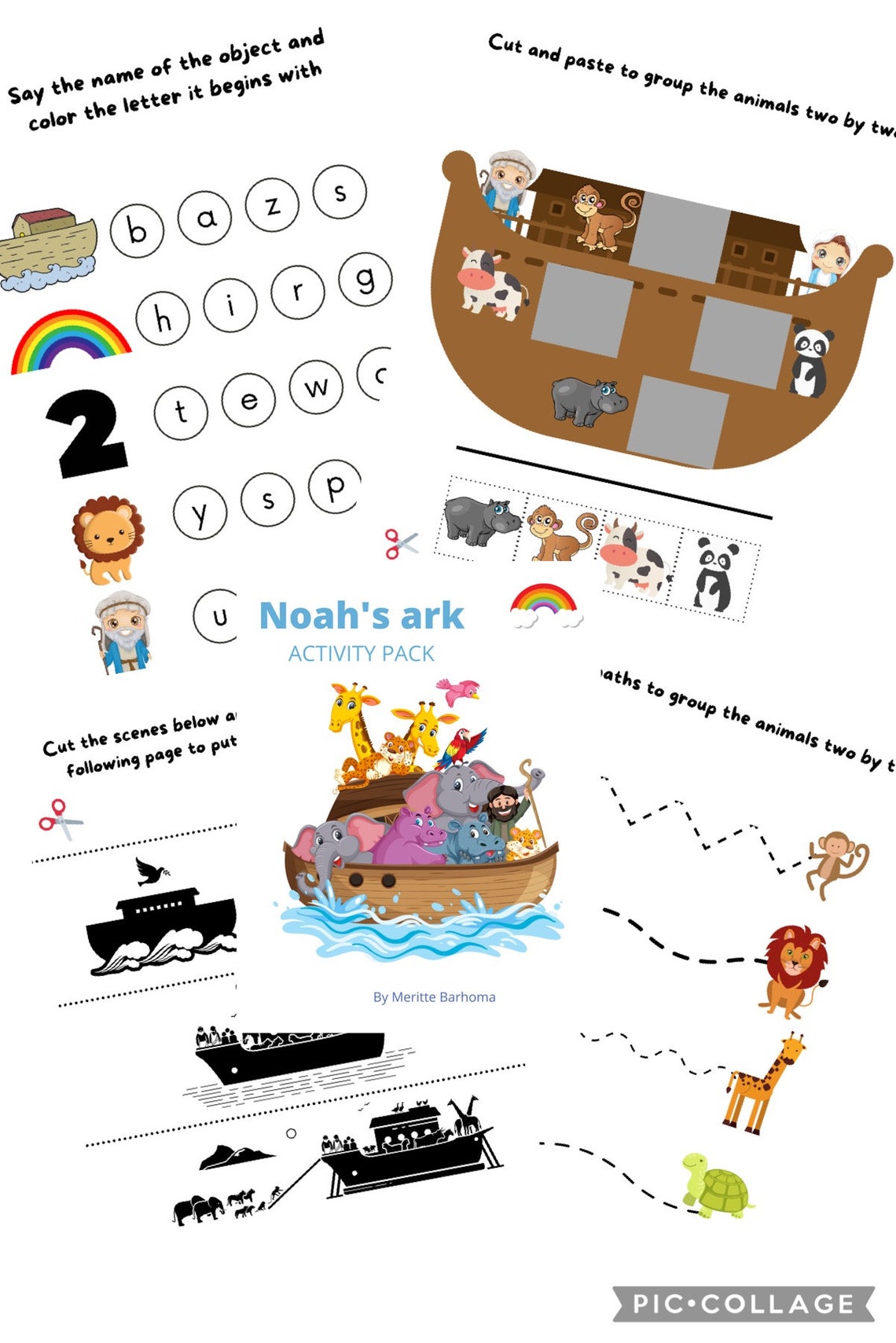 Noah's Ark Toddler Kids Activity Pack Christian Printable 17pages Bible ...