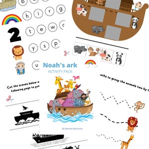 Noah's Ark Toddler Kids Activity Pack Christian Printable 17pages Bible ...