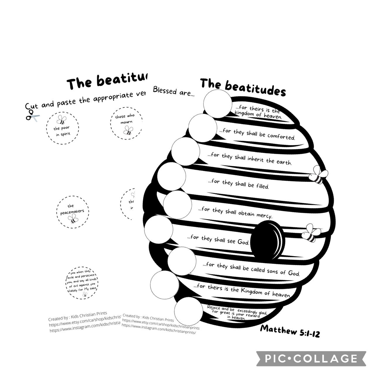 The Beatitudes Kids Printable Activity Worksheet Homeschool Sunday ...