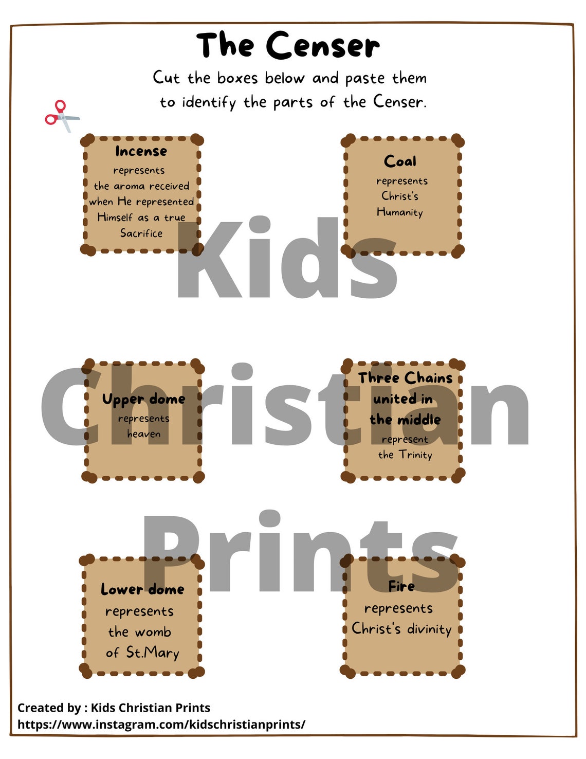 Censer Coptic Orthodox Kids Printable Sunday School Christian Worksheet ...