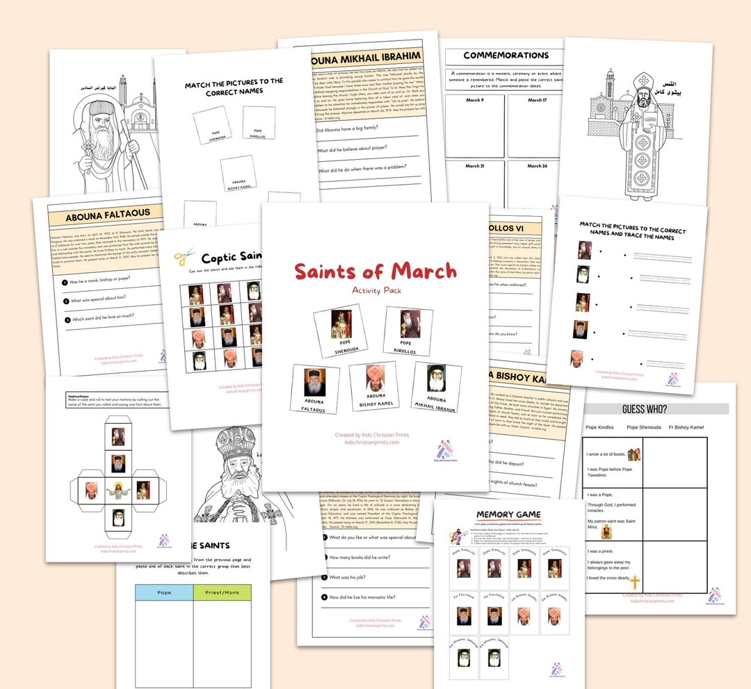 Coptic Orthodox Christian Saints Activity Pack Homeschool Sunday School ...